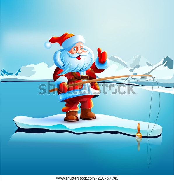 Santa Claus Standing On Ice Floe Stock Vector (Royalty Free) 210757945 ...