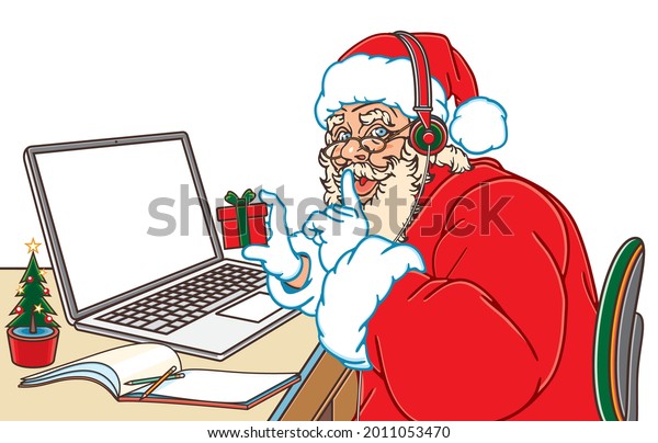 Santa Claus Studying Digital Education Classroom Stock Vector (Royalty ...