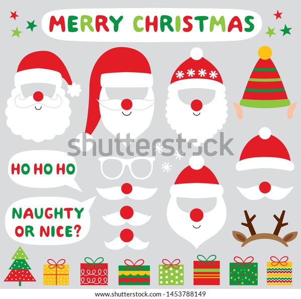 Santa Claus Vector Photo Booth Props Stock Vector (Royalty Free ...