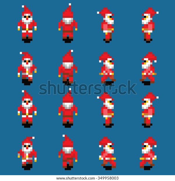Santa Claus Walk Animation Cycle Four Stock Vector (Royalty Free) 349958003