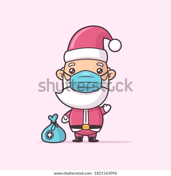 Santa Claus Wearing Face Mask Christmas Stock Vector (Royalty Free ...