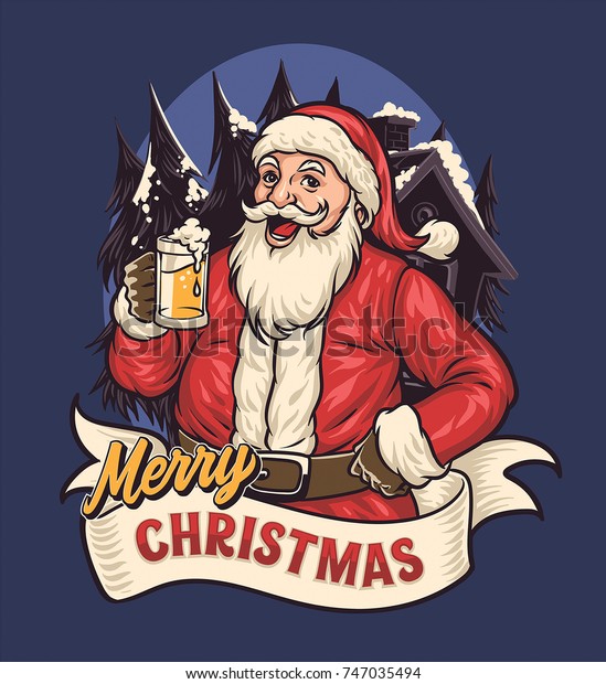 Santa Drink Beer Stock Vector (Royalty Free) 747035494