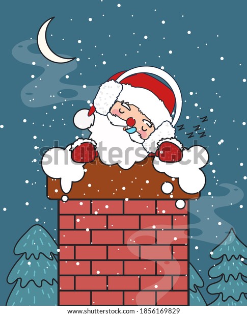 Santa Fall Asleep Chimney Vector Illustration Stock Vector (Royalty ...