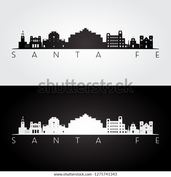 Santa Fe Usa Skyline Landmarks Silhouette Stock Vector (Royalty Free ...