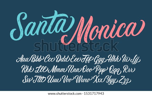 Santa Monica Lettering Script Paint Texture Stock Vector (Royalty Free ...