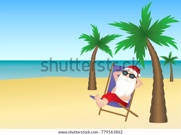 Santa On Beach Stock Vector (Royalty Free) 779163862 | Shutterstock