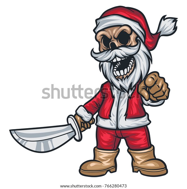Santa Skull Holding Sword Stock Vector (Royalty Free) 766280473