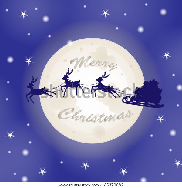 Santa Sleigh Over Moon Background Stock Vector (Royalty Free) 165370082 ...