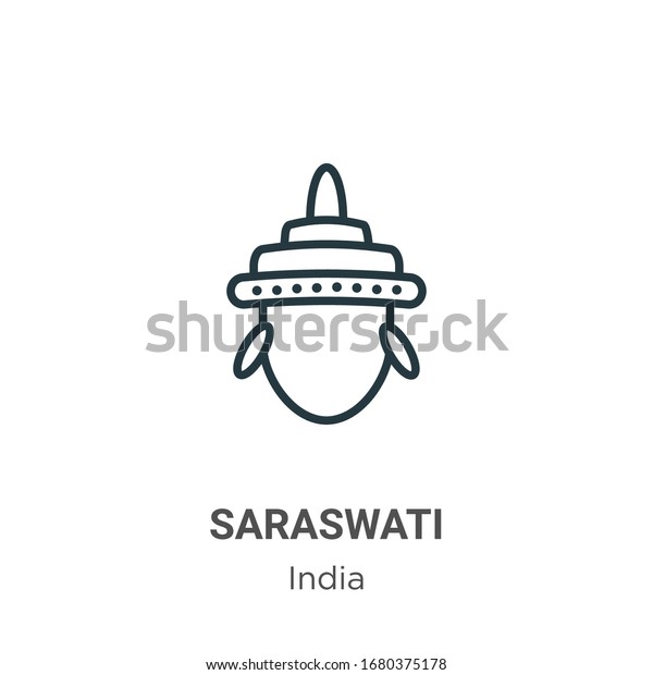 Saraswati Outline Vector Icon Thin Line Stock Vector (Royalty Free ...