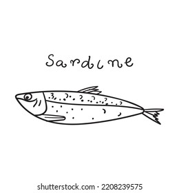 Sardine Outline Hand Drawn Vector Illustration Stock Vector (Royalty ...