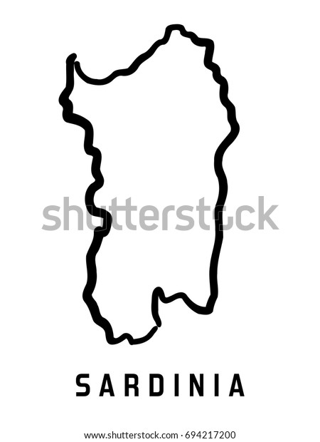 Sardinia Map Outline Smooth Simplified Island Stock Vector (Royalty ...