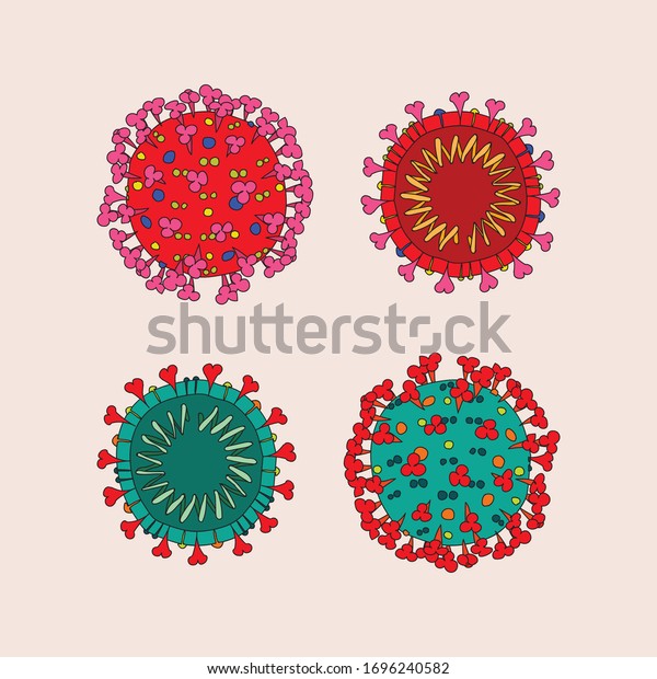 Sarscov2 Virus Drawing Section Cartoon Illustration Stock Vector ...