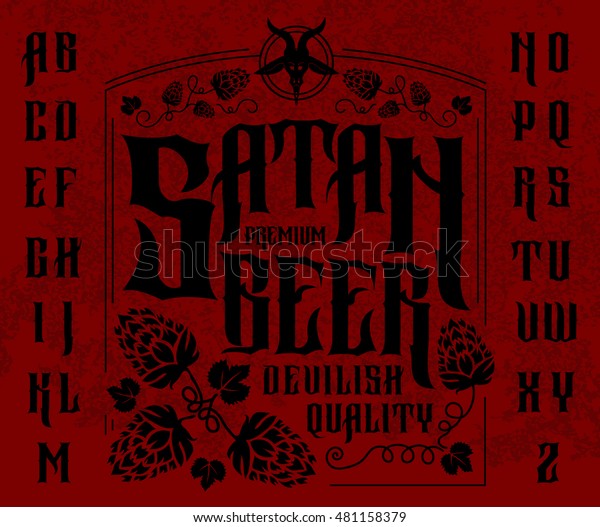 Satan Beer Label Set Retro Font Stock Vector (Royalty Free) 481158379