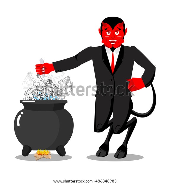 Satan Roasts Sinners Boiler Demon Cooking Stock Vector (Royalty Free ...