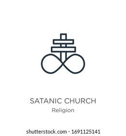 Satanic Church Icon Thin Linear Satanic Stock Vector (Royalty Free ...