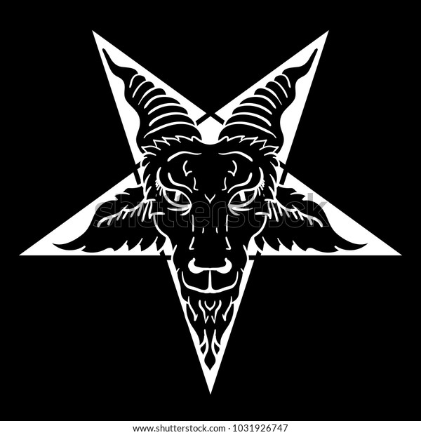 Satanic Goat Head On Pentagram Baphomet: เวกเตอร์สต็อก (ปลอดค่า ...