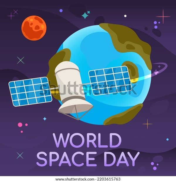 Satellite Circling Earth Globe Outer Space Stock Vector (Royalty Free ...