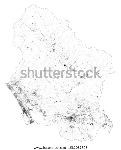 Satellite Map Province Lucca Towns Roads Stock Vector (Royalty Free ...