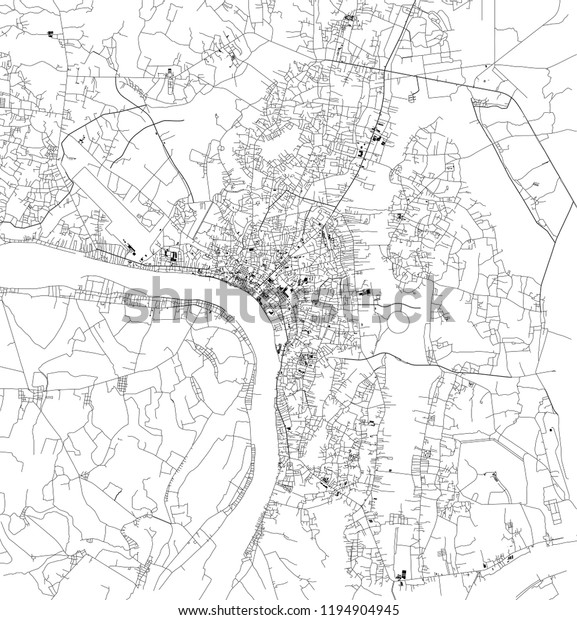 Satellite Map Vientiane Laos City Streets Stock Vector (Royalty Free ...