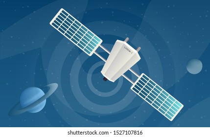 Satellite Sending Signal Flat Vector Illustrations Stock Vector ...