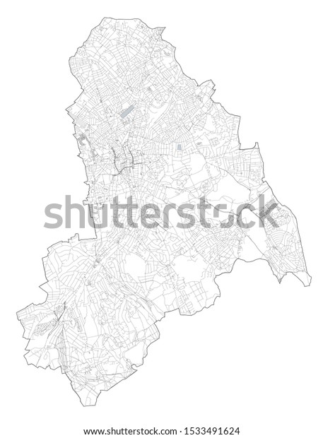 Satellite View London Boroughs Map Streets Stock Vector (Royalty Free ...