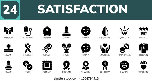Satisfaction Icon Set 24 Filled Satisfaction Stock Vector (Royalty Free ...