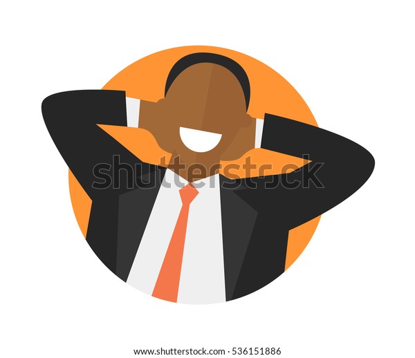 Satisfied Relaxing Black Man Flat Icon Stock Vector (Royalty Free ...