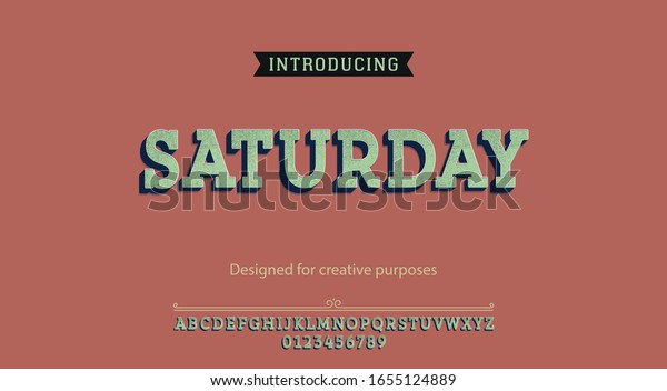 Saturday Typeface Labels Different Type Designs Stock Vector (Royalty ...