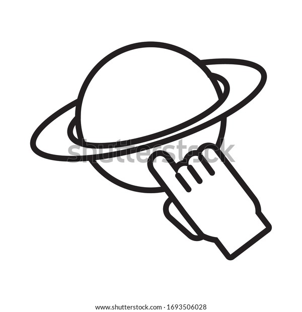 Saturn Planet Mouse Cursor Line Style Stock Vector (Royalty Free ...