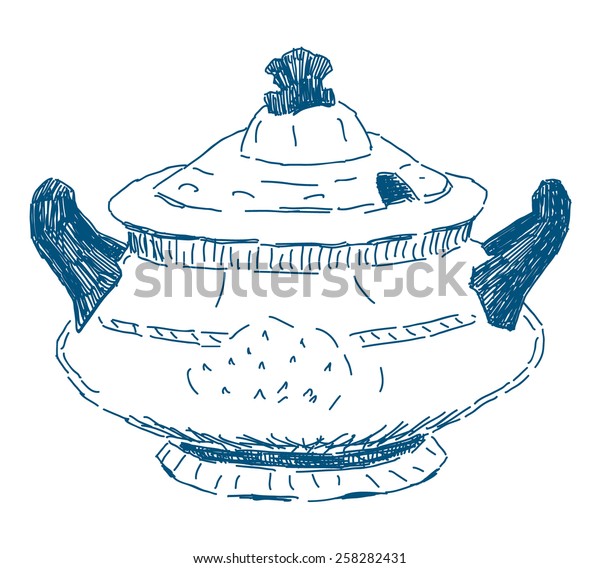 Sauce Tureen Vector Drawing On White Stock Vector (Royalty Free ...