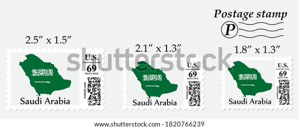 Saudi Arabia Flag Map On Postage Stock Vector (Royalty Free) 1820766239 ...