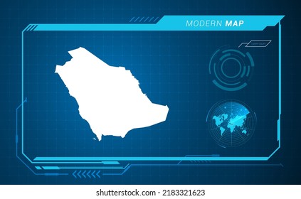 Saudi Arabia Map Blue Digital Frame Stock Vector (Royalty Free ...