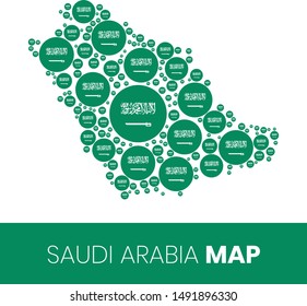 Saudi Arabia Map Filled Flagshaped Circles Stock Vector (Royalty Free ...
