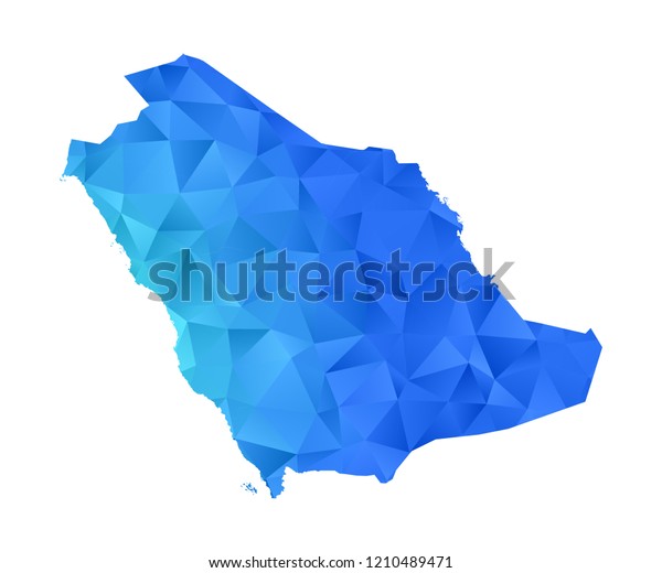 Saudi Arabia Map Geometric Blue Polygonal Stock Vector (Royalty Free ...