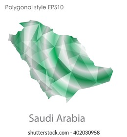 Saudi Arabia Map Geometric Polygonal Styleabstract Stock Vector ...