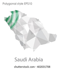 Saudi Arabia Map Geometric Polygonal Styleabstract Stock Vector ...