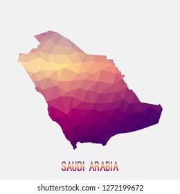 Saudi Arabia Map Geometric Polygonalmosaic Styleabstract Stock Vector ...
