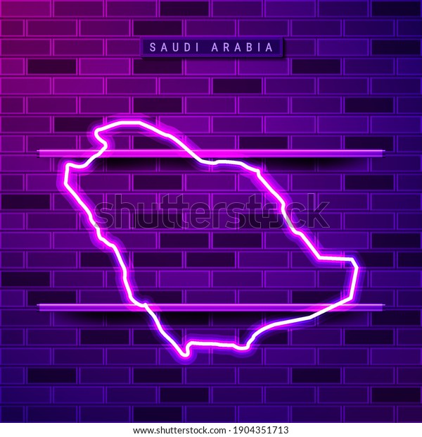 Saudi Arabia Map Glowing Neon Lamp Stock Vector (Royalty Free ...