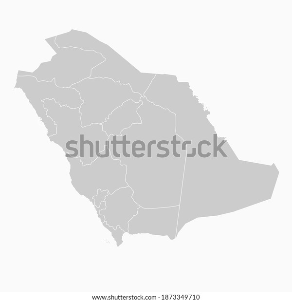 Saudi Arabia Map Gray Color. Geographic Isolated Gray Vector Country ...