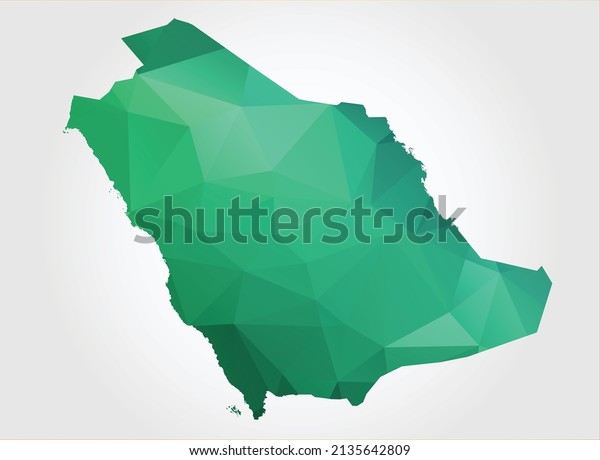 Saudi Arabia Map Green Color On Stock Vector (Royalty Free) 2135642809 ...