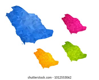 Saudi Arabia Map Set Geometric Rumpled Stock Vector (Royalty Free ...