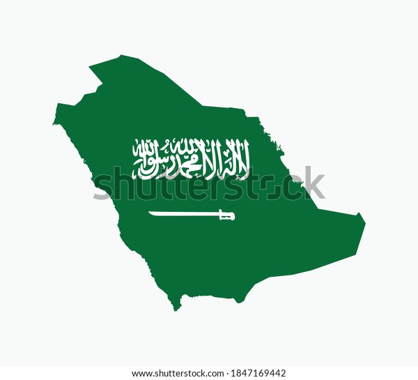 Saudi Arabia National Map Flag Illustration Stock Vector (Royalty Free ...