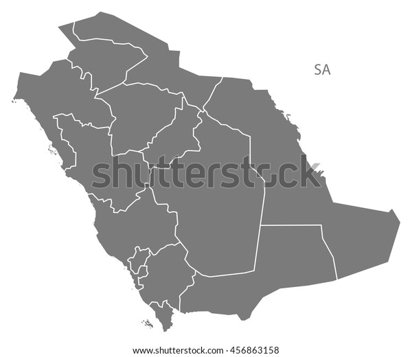 Saudi Arabia Regions Map Grey Stock Vector (Royalty Free) 456863158 ...