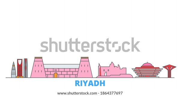 Saudi Arabia Riyadh Line Cityscape Flat Stock Vector (Royalty Free ...