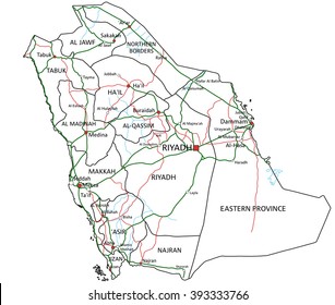 Saudi Arabia Road Highway Map Vector: เวกเตอร์สต็อก (ปลอดค่าลิขสิทธิ์ ...