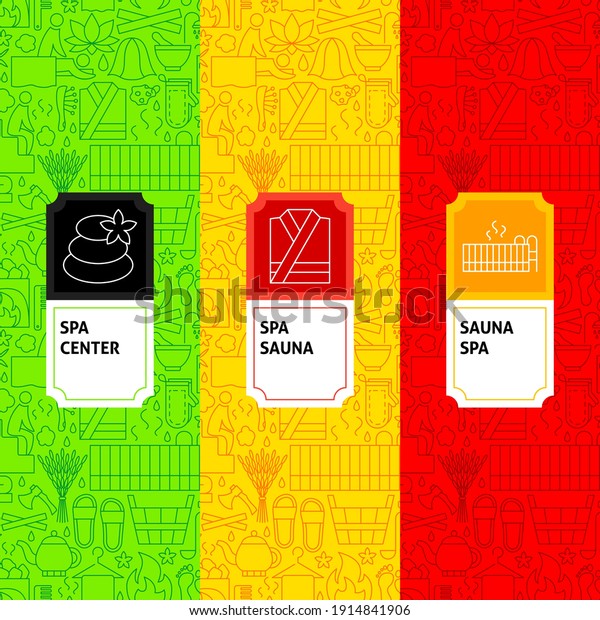 Sauna Package Labels Vector Illustration Outline: เวกเตอร์สต็อก (ปลอด ...