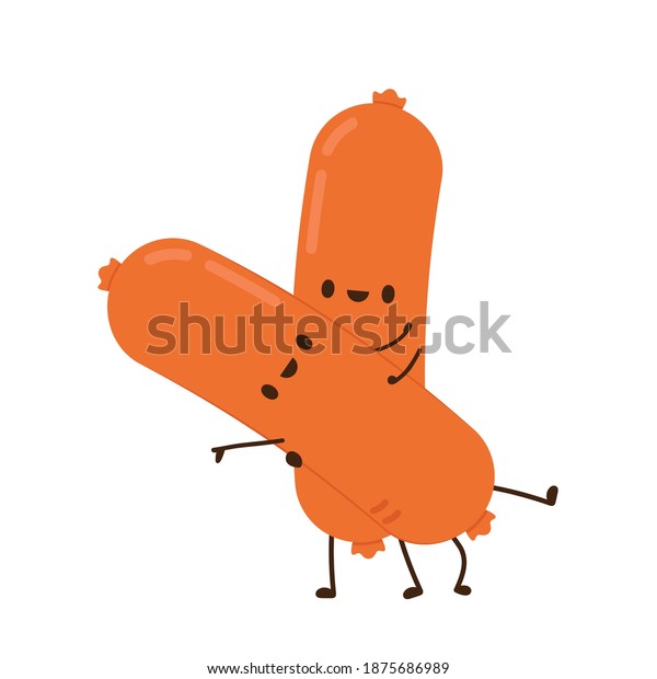 Sausage Character Design Sausage On White Stock Vector (Royalty Free ...