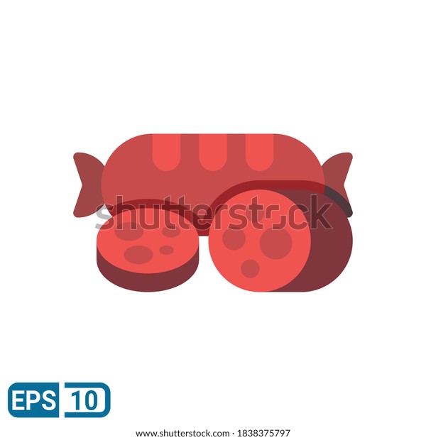 Sausage Icon Flat Style Isolated On Stock Vector (Royalty Free ...