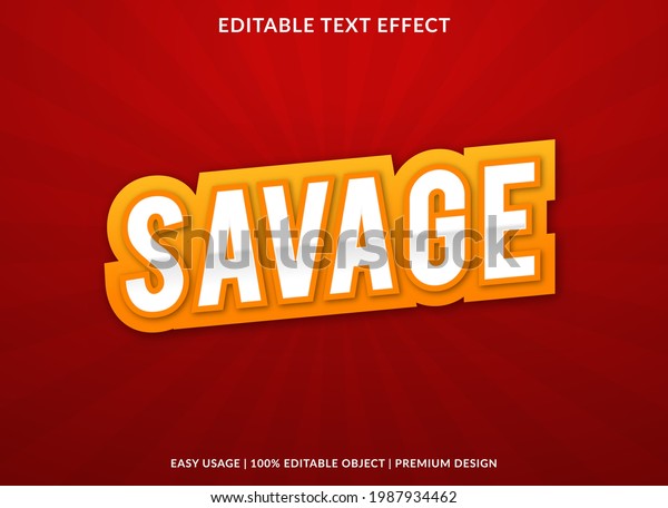 Savage Text Effect Template Abstract Style Stock Vector (Royalty Free ...