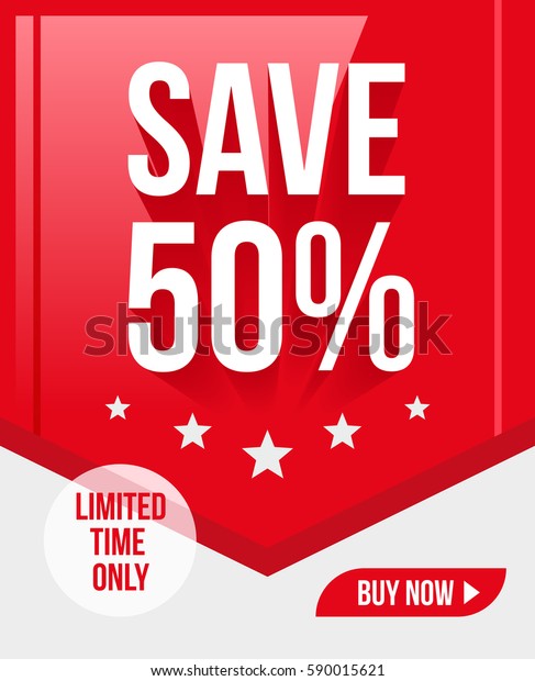 Save 50 Limited Only Ribbon Stock Vector (Royalty Free) 590015621